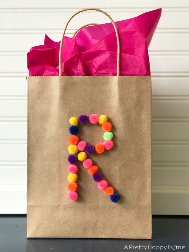 Pom Pom Initial Gift Bag – A Pretty Happy Home