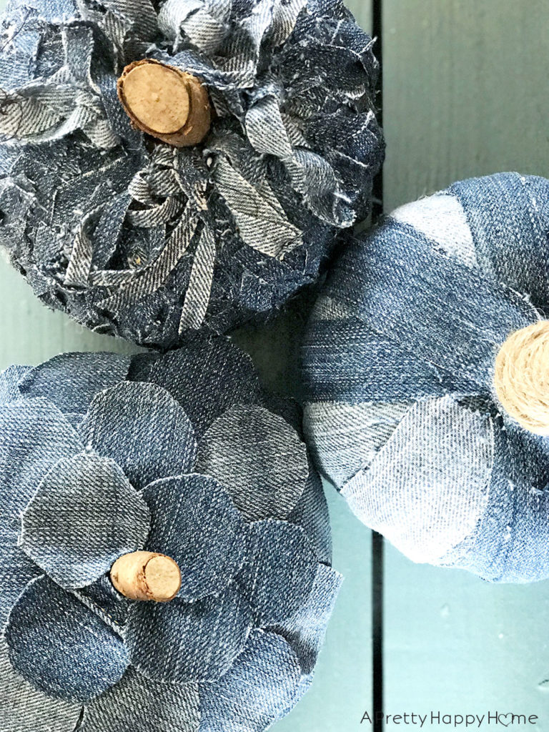 Striped and Flower Petal Denim Pumpkins – A Pretty Happy Home