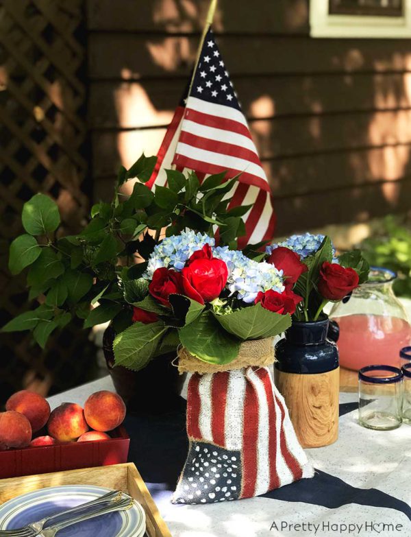 Burlap American Flag Centerpiece – A Pretty Happy Home