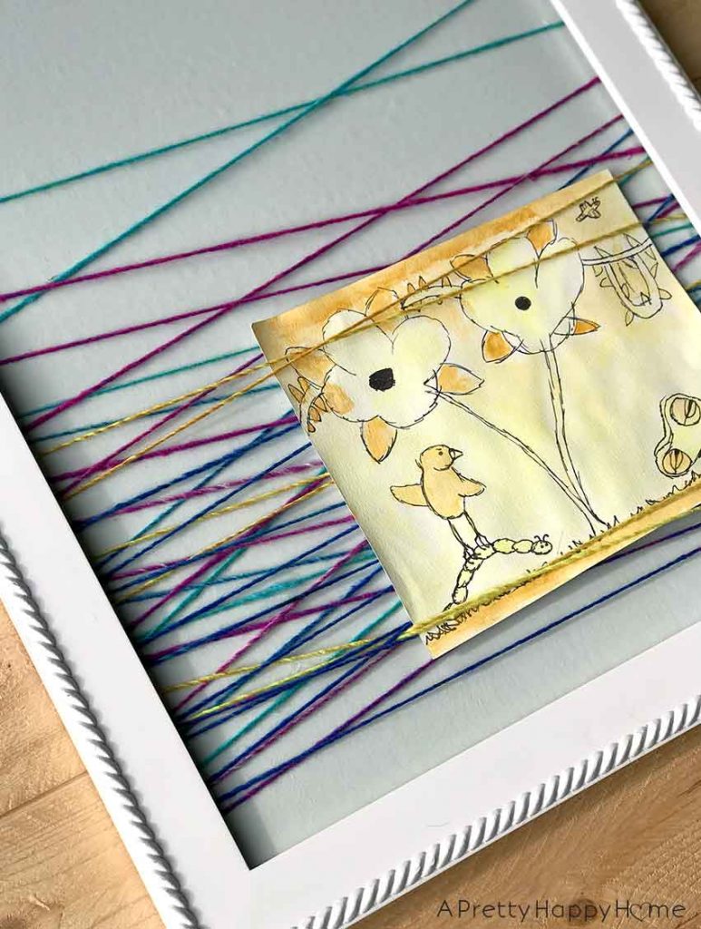 Wrapped String Art Using a Frame, String and Glue – A Pretty Happy Home