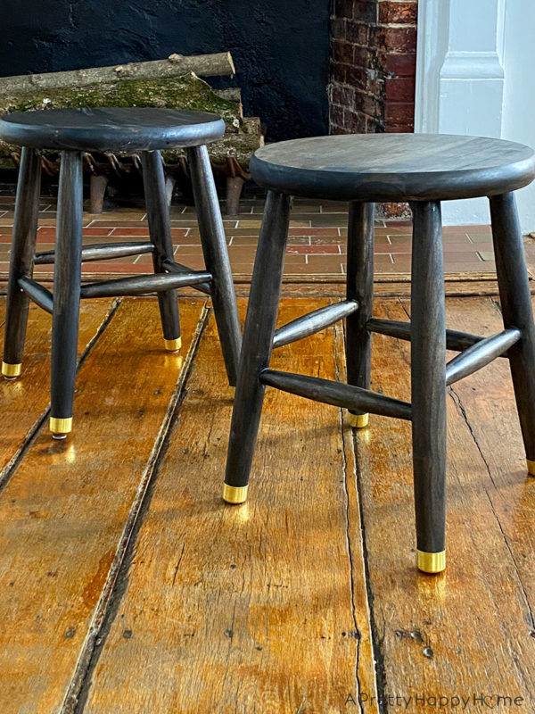 DIY Wood Stool With Brass Leg Tips – A Pretty Happy Home