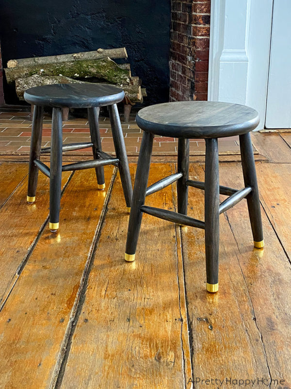 DIY Wood Stool With Brass Leg Tips – A Pretty Happy Home
