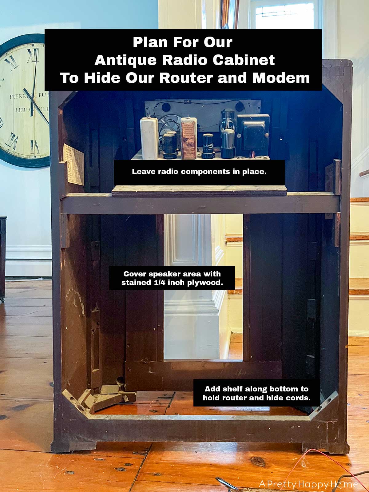 Hide A Router and Modem In An Antique Radio Cabinet – A Pretty Happy Home