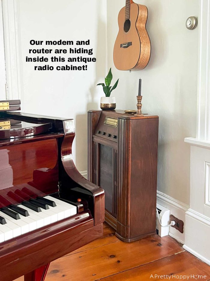 Hide A Router and Modem In An Antique Radio Cabinet – A Pretty Happy Home