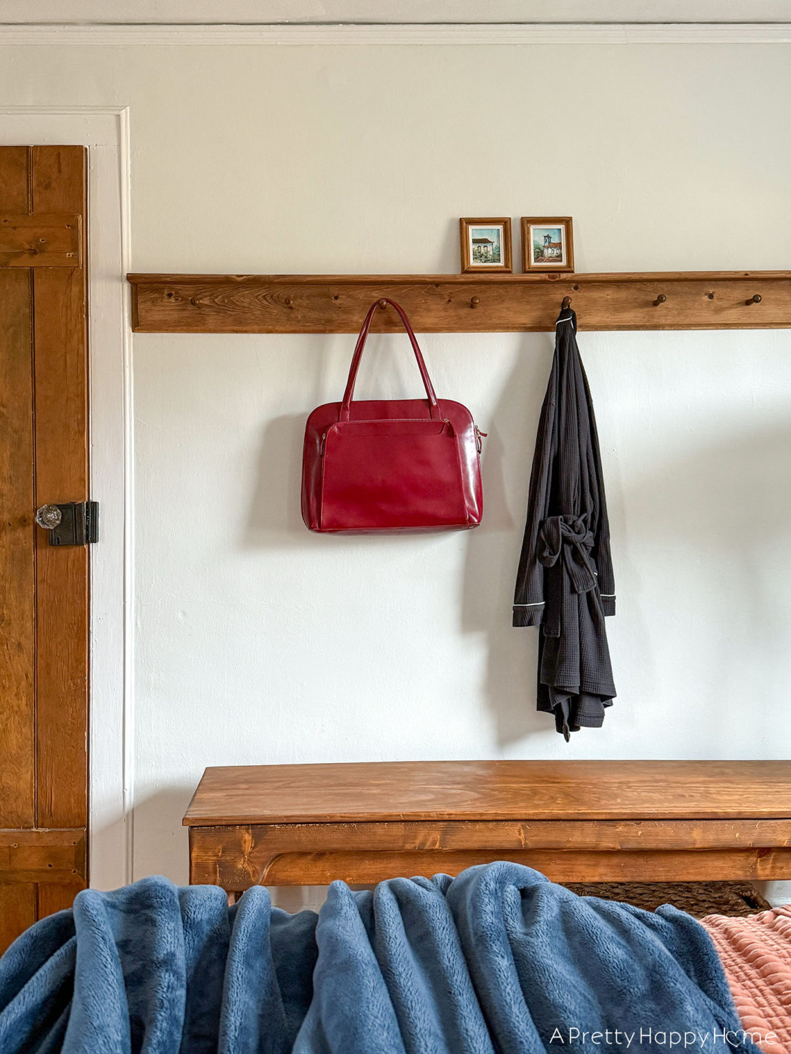 Bedroom Peg Rail – One Entire Wall of Storage – A Pretty Happy Home